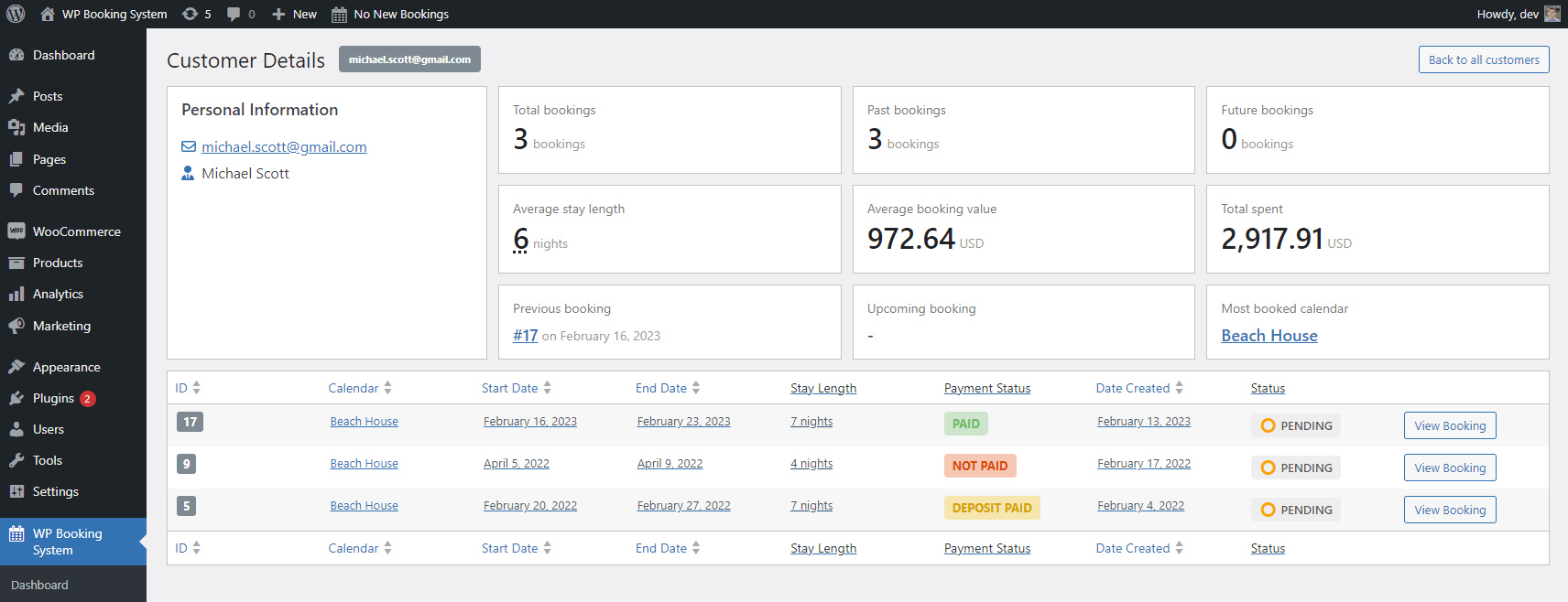 Customers – WP Booking System